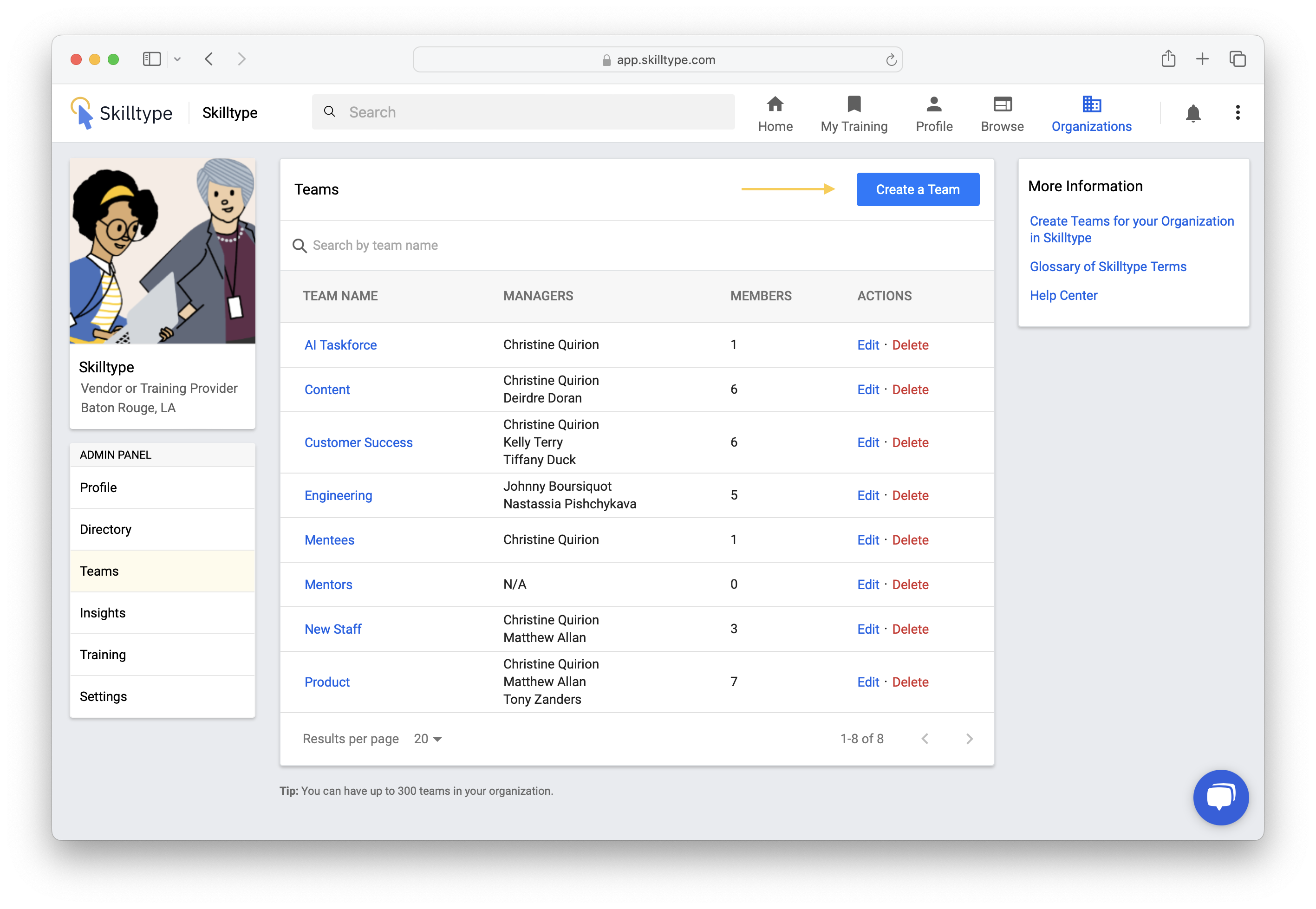 Create Teams for your Organization | Skilltype
